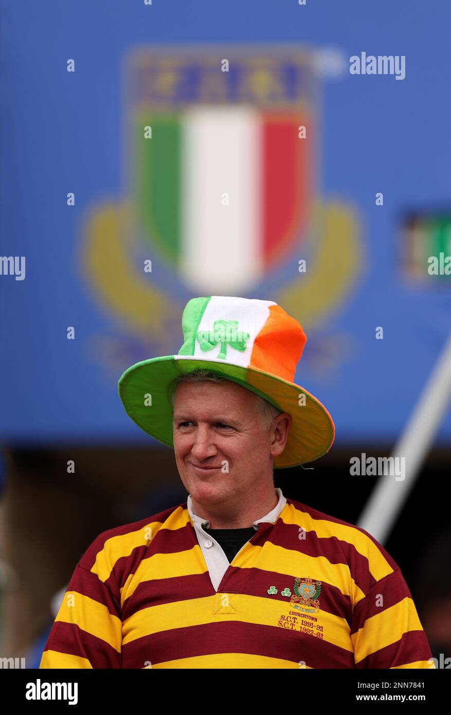 An Ireland fan in the stands before the Guinness Six Nations match at ...