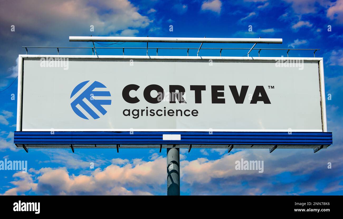 POZNAN, POL - JAN 11, 2023: Advertisement billboard displaying logo of ...