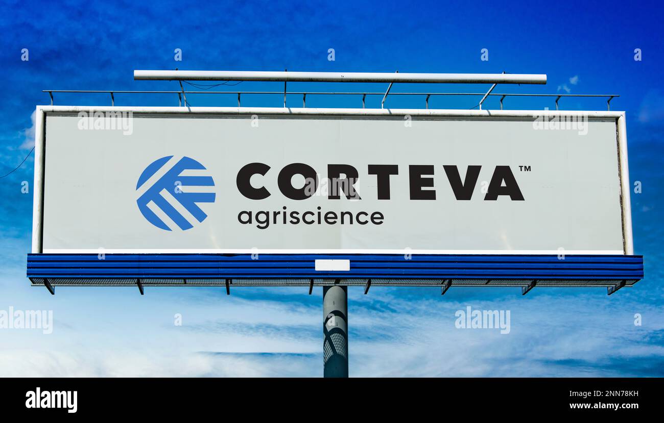 POZNAN, POL - JAN 11, 2023: Advertisement billboard displaying logo of ...