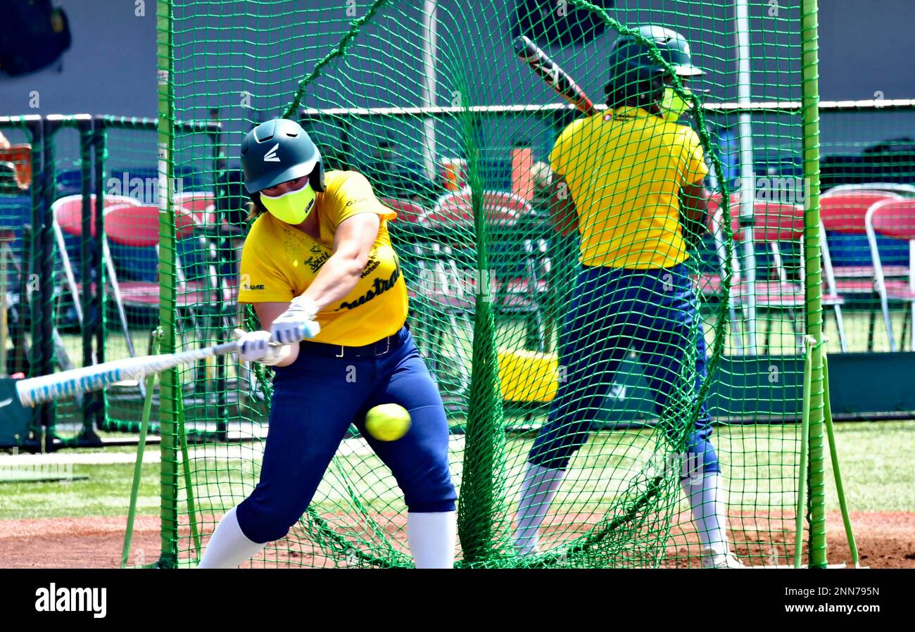 Australian Olympoic softball national team attend a practice session at ...