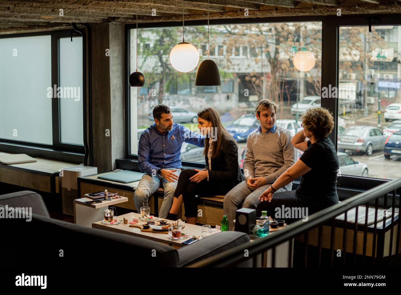 Group of amazing business people are having a serious conversation ...