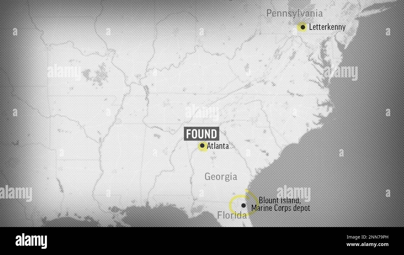 A map showing Blount Island, a U.S. Marine Corps depot from which the ...