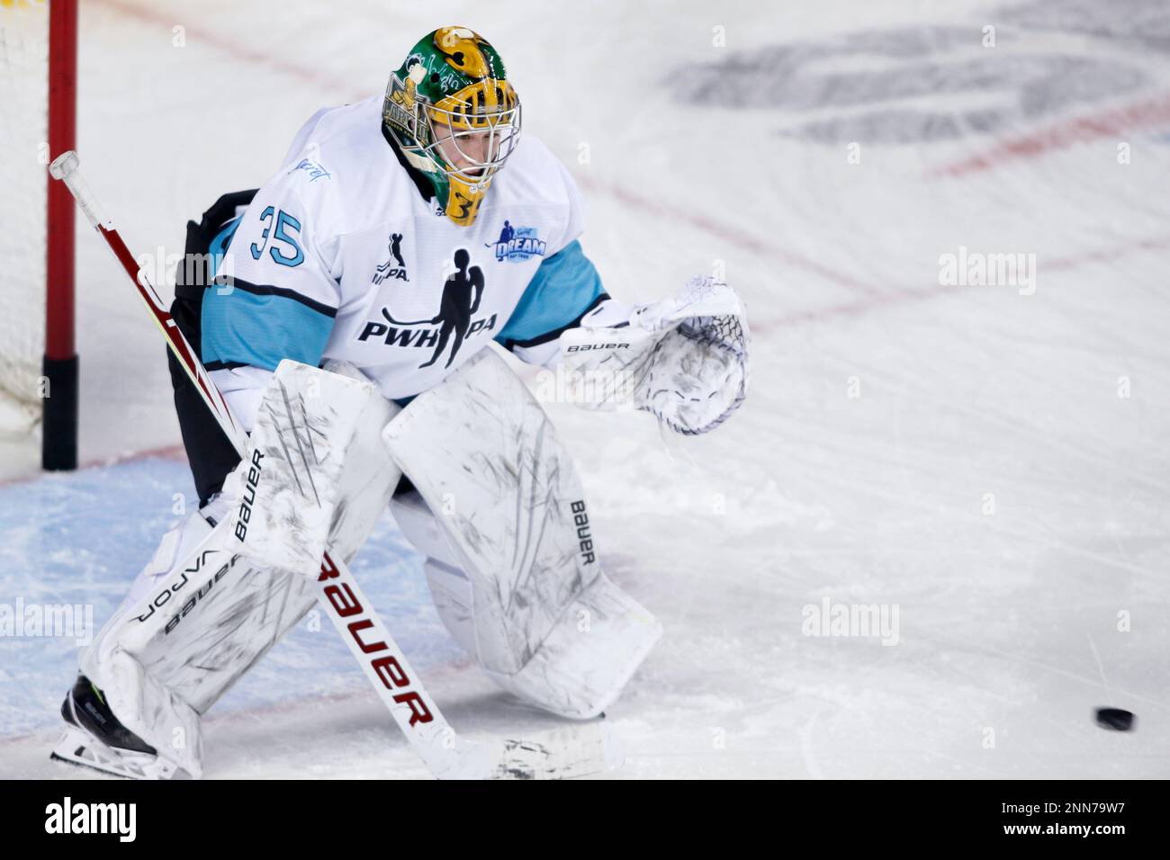 Player profile photo on goalie Shea Tiley (from Canada) during PWHPA ...