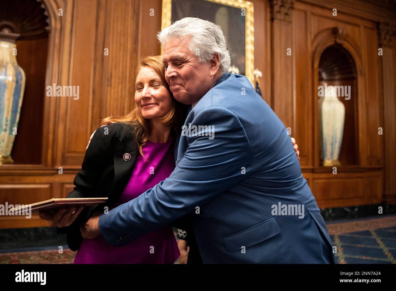 UNITED STATES - June 14: Rep. Melanie Stansbury, D-N.M., left, hugs her ...