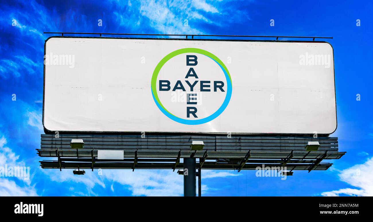 POZNAN, POL - JAN 11, 2023: Advertisement billboard displaying logo of ...