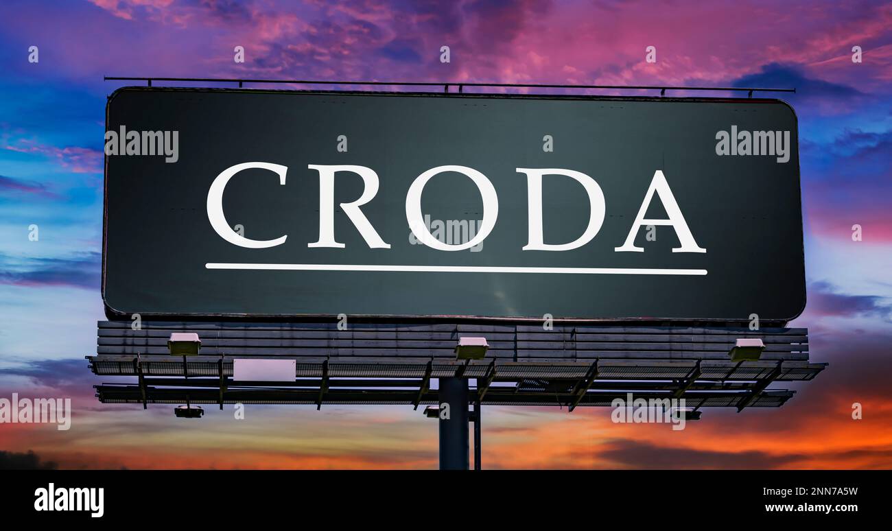 POZNAN, POL - JAN 11, 2023: Advertisement billboard displaying logo of ...