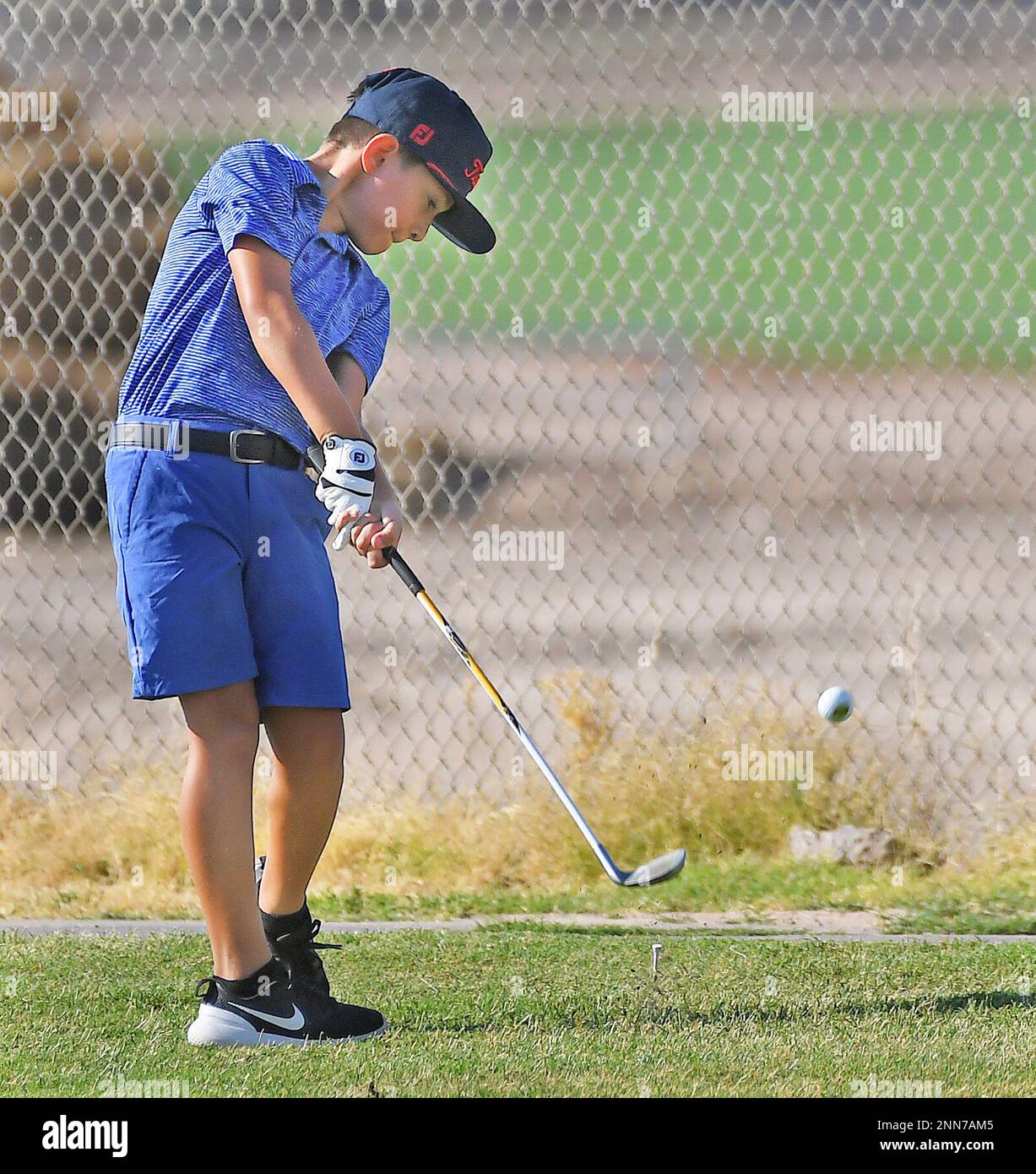 Jovan Rodriguez tees off on the Par-4, No. 3hole at Desert Hills ...