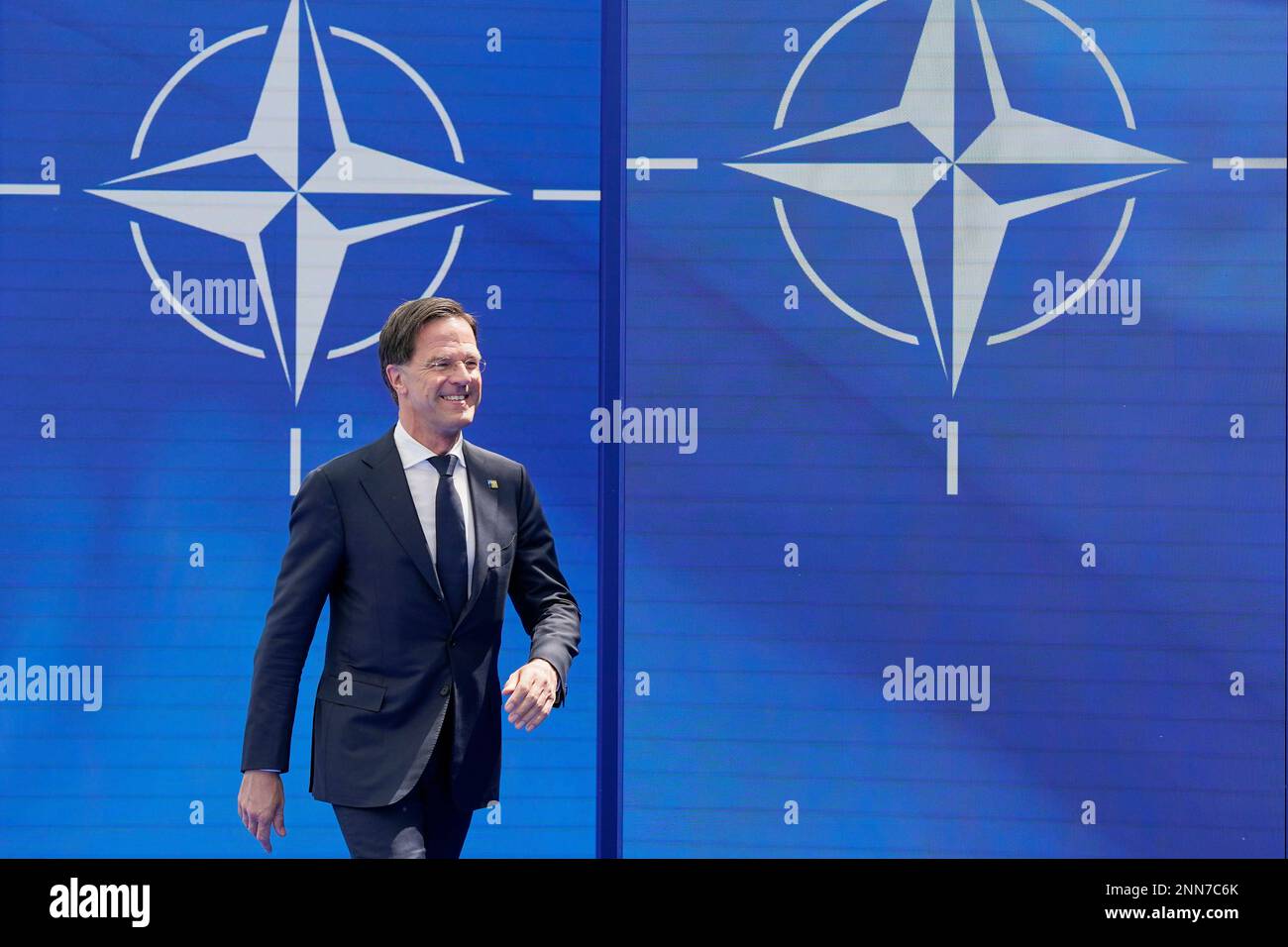 Dutch Prime Minister Mark Rutte arrives to pose for photos with NATO ...