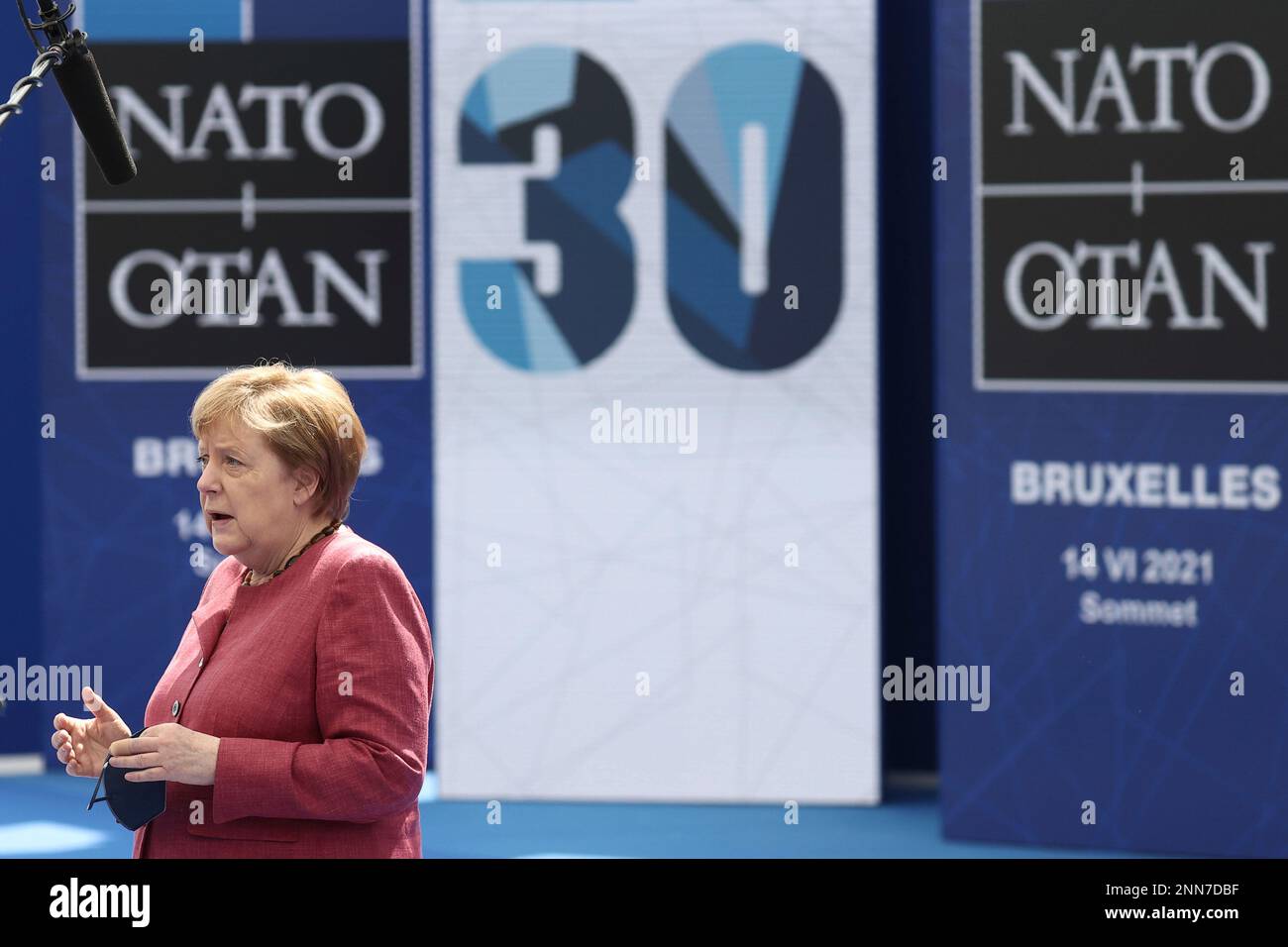 German Chancellor Angela Merkel arrives for a NATO summit at NATO ...