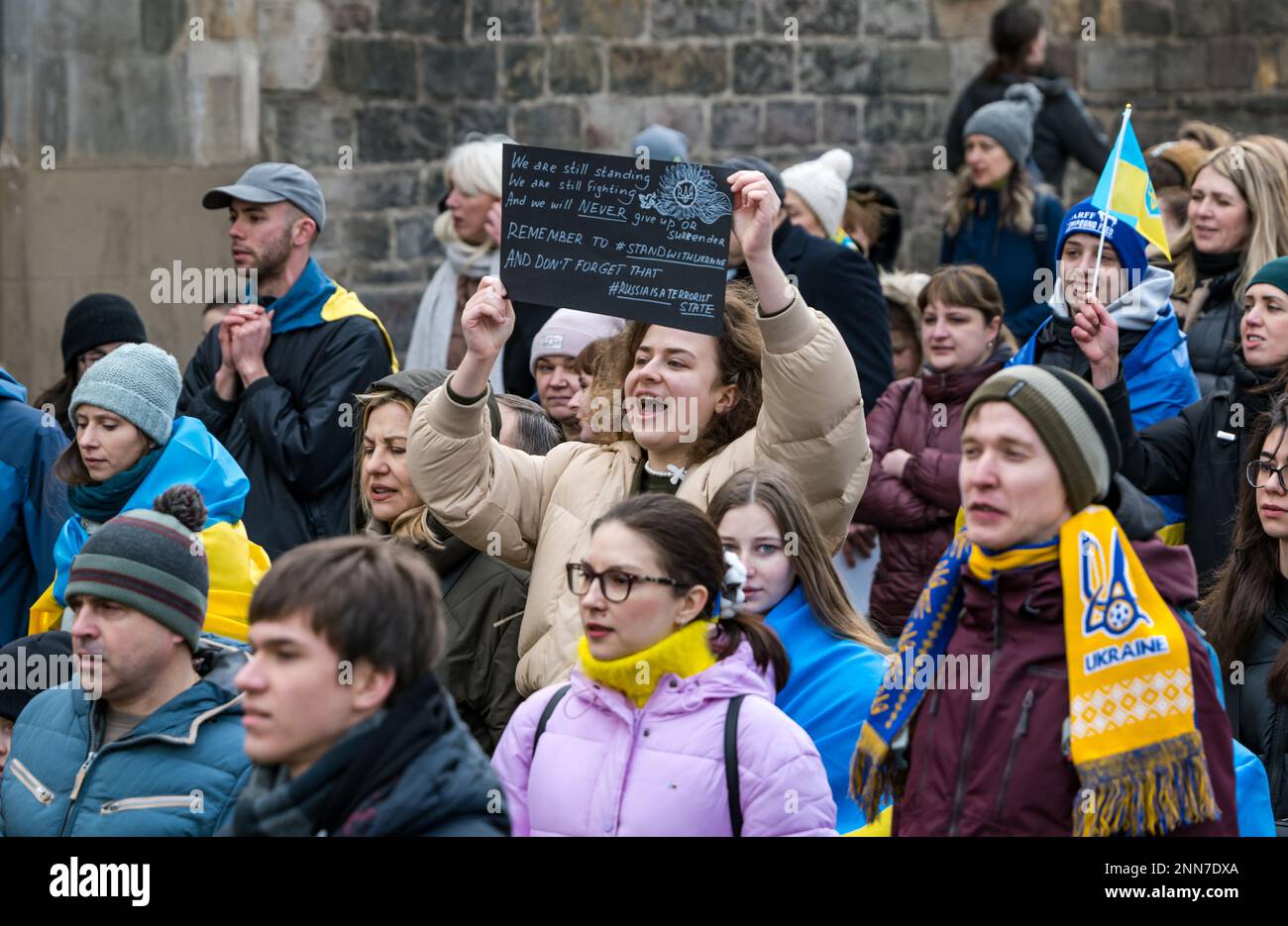 Edinburgh, Scotland, UK, 25th February 2023. Ukraine Forever march: a ...