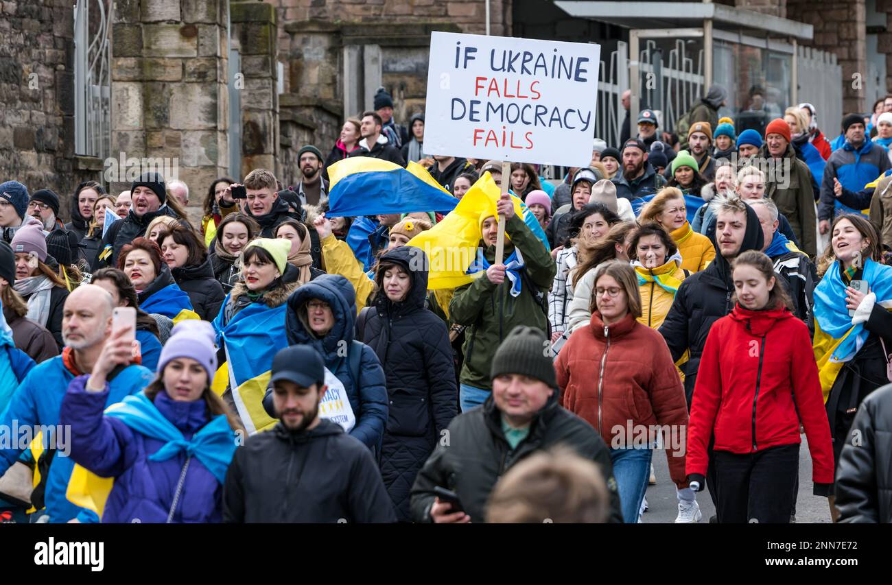 Edinburgh, Scotland, UK, 25th February 2023. Ukraine Forever march: a ...