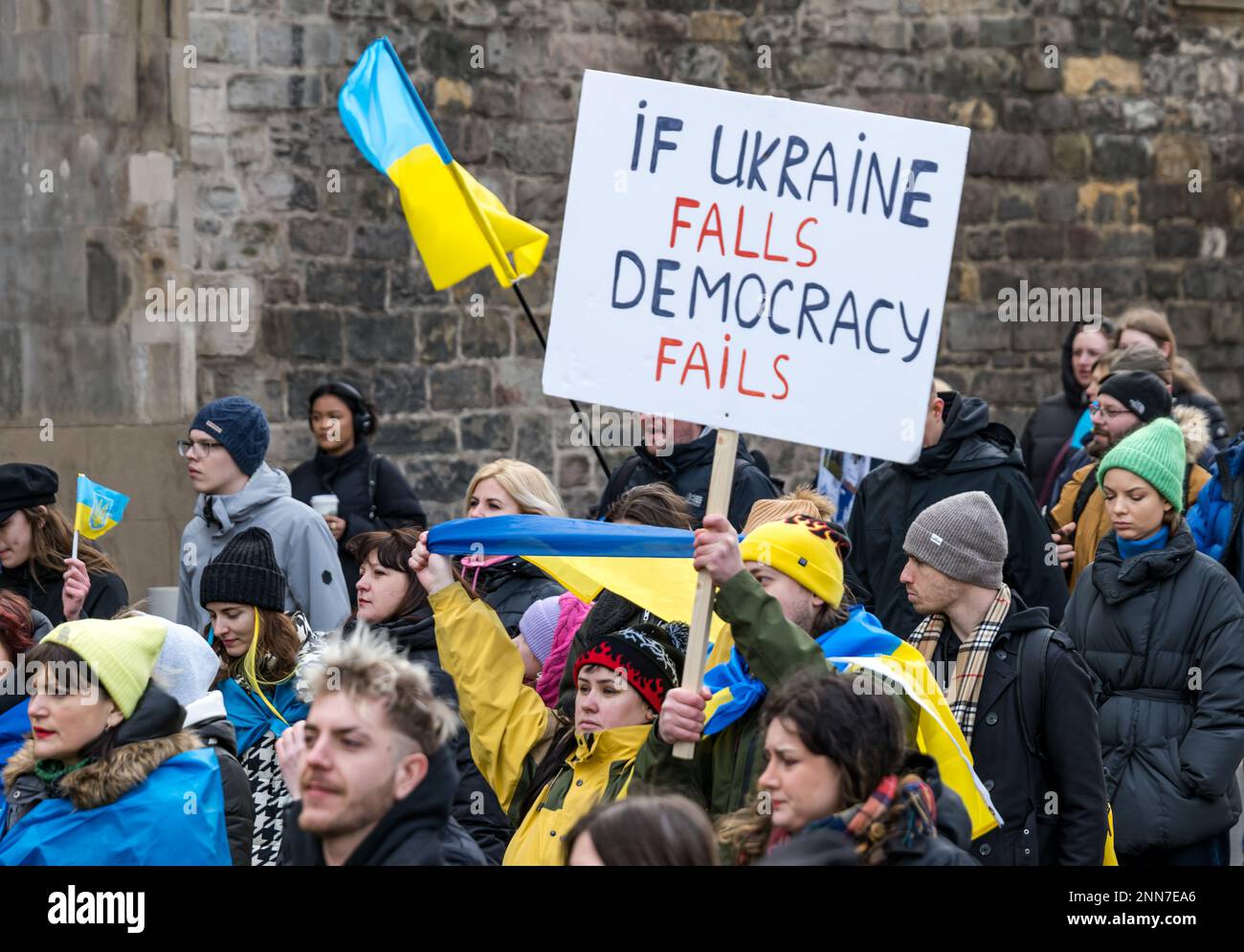 Edinburgh, Scotland, UK, 25th February 2023. Ukraine Forever march: a ...
