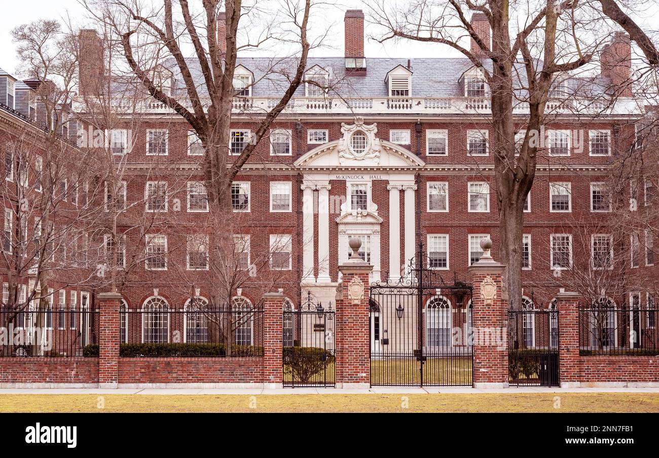 The historic architecture of the famous Harvard University in Cambridge ...