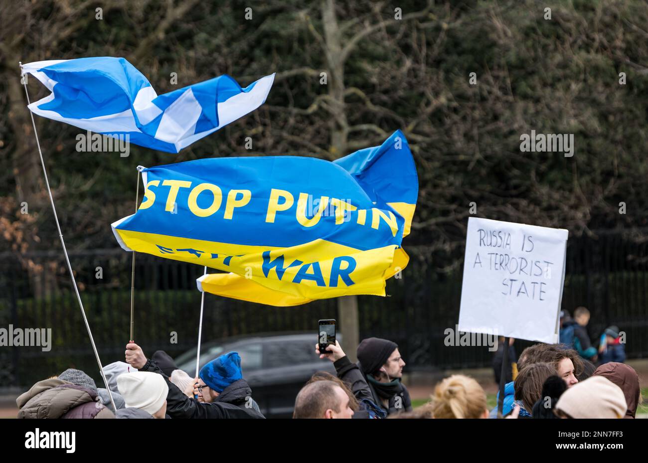 Edinburgh, Scotland, UK, 25th February 2023. Ukraine Forever march: a ...