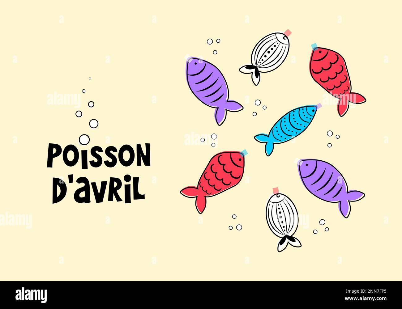 French April Fool's Day. Poisson d'avril. Design for greeting card ...