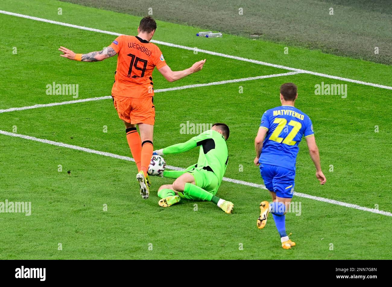 Ukraine's goalkeeper Heorhiy Bushchan save the ball during the Euro ...