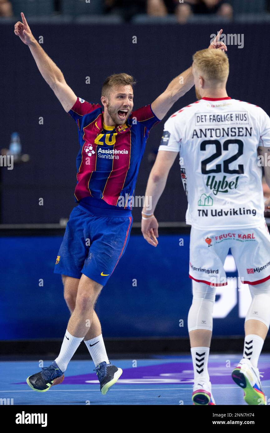 Barcelona's Aleix Gomez Abello celebrates after scoring during the ...
