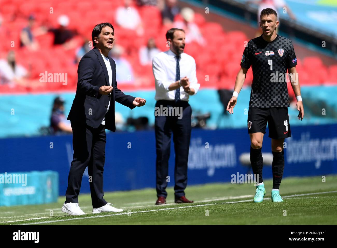 From left, Croatia's manager Zlatko Dalic, England's manager Gareth ...
