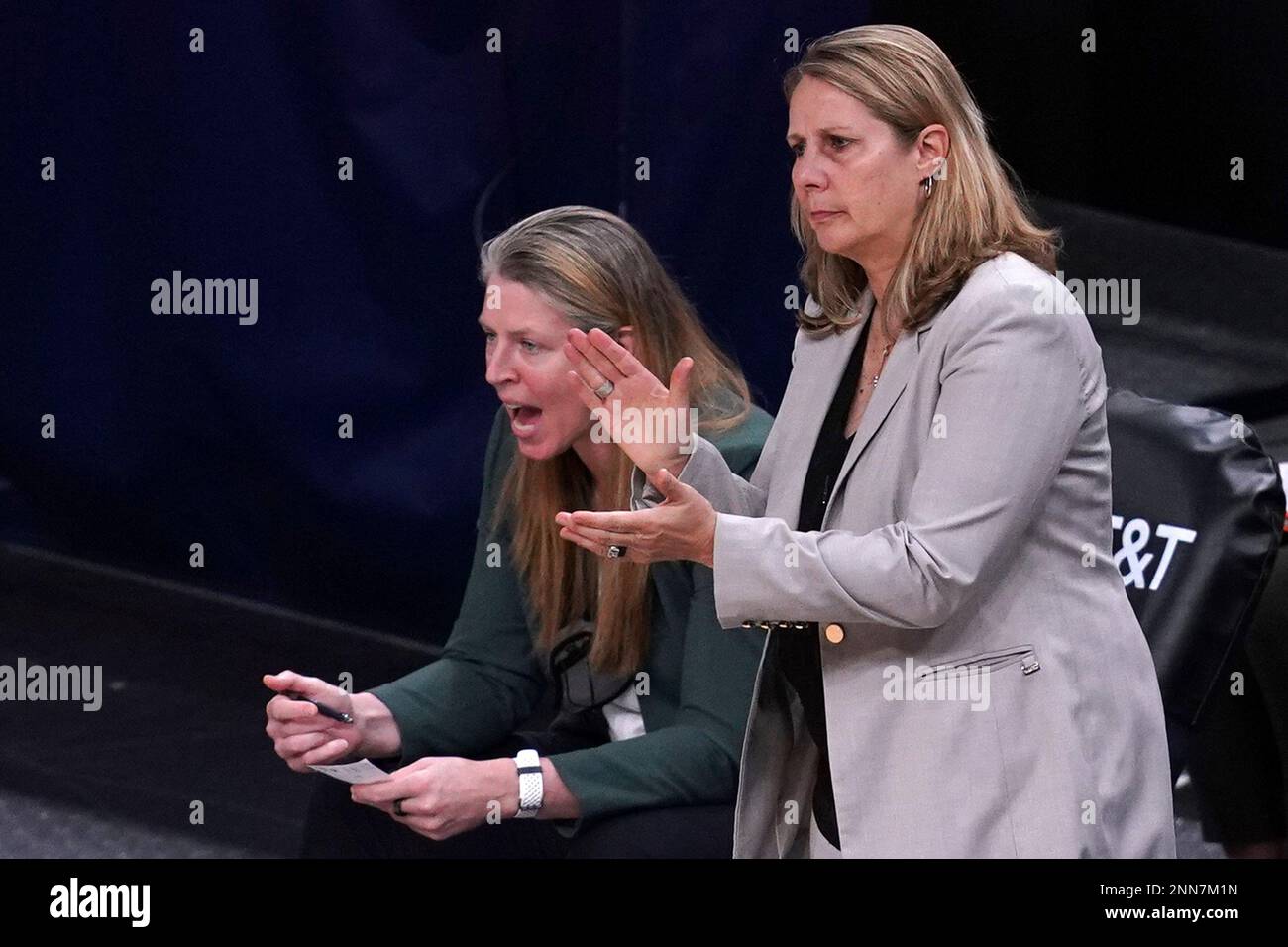 Minnesota Lynx coach Cheryl Reeve applauds during the second quarter ...