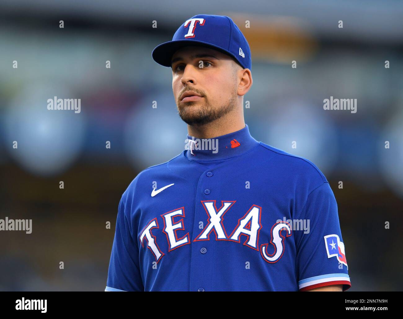 LOS ANGELES, CA - JUNE 11: Nate Lowe (30) of the Texas Rangers seen ...