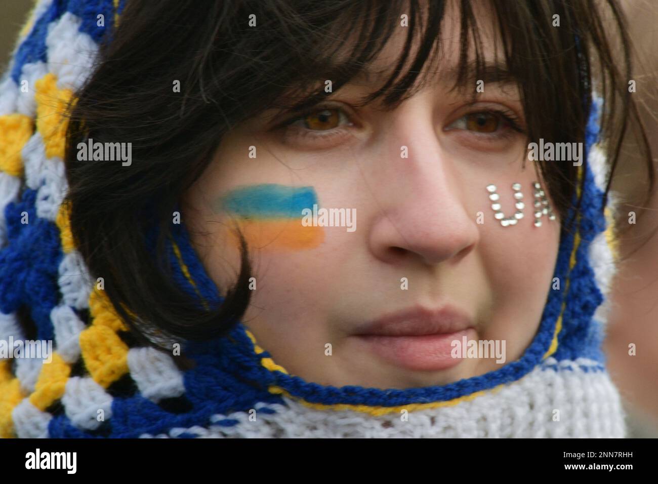 Edinburgh Scotland, UK 25 February 2023. March for Ukraine down the ...