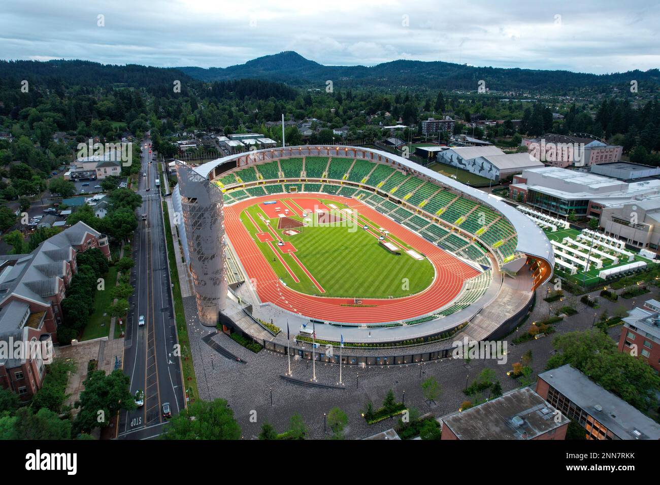 An aerial view of Hayward Field on the campus of the University of ...