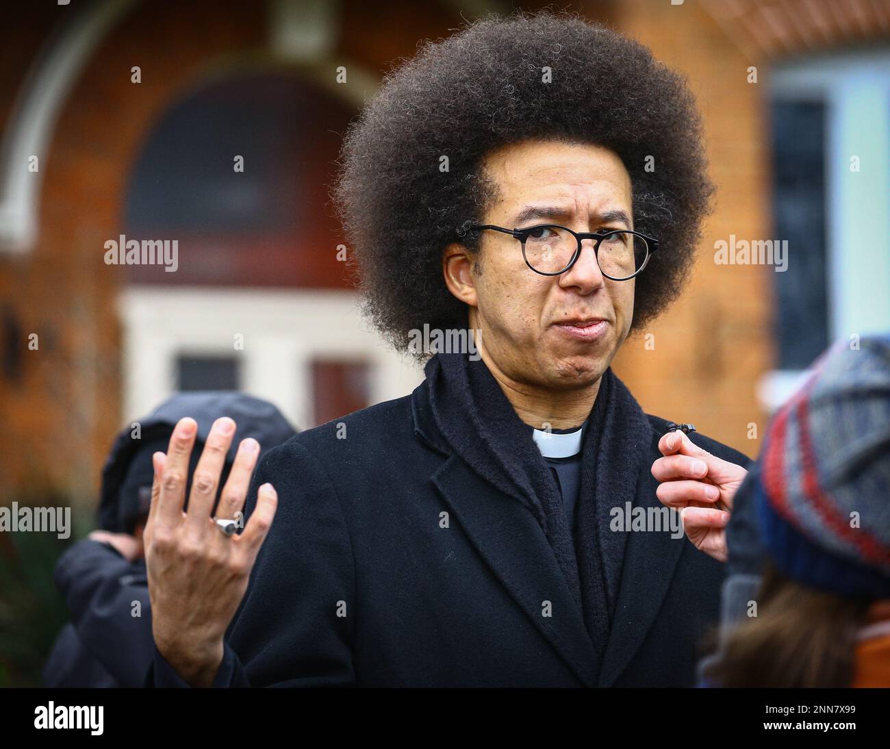 London, UK, 25th Feb 2023. Calvin Robinson speaks to press. More than ...