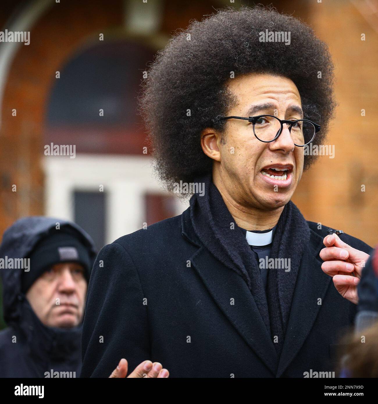 London, UK, 25th Feb 2023. Calvin Robinson speaks to press. More than ...