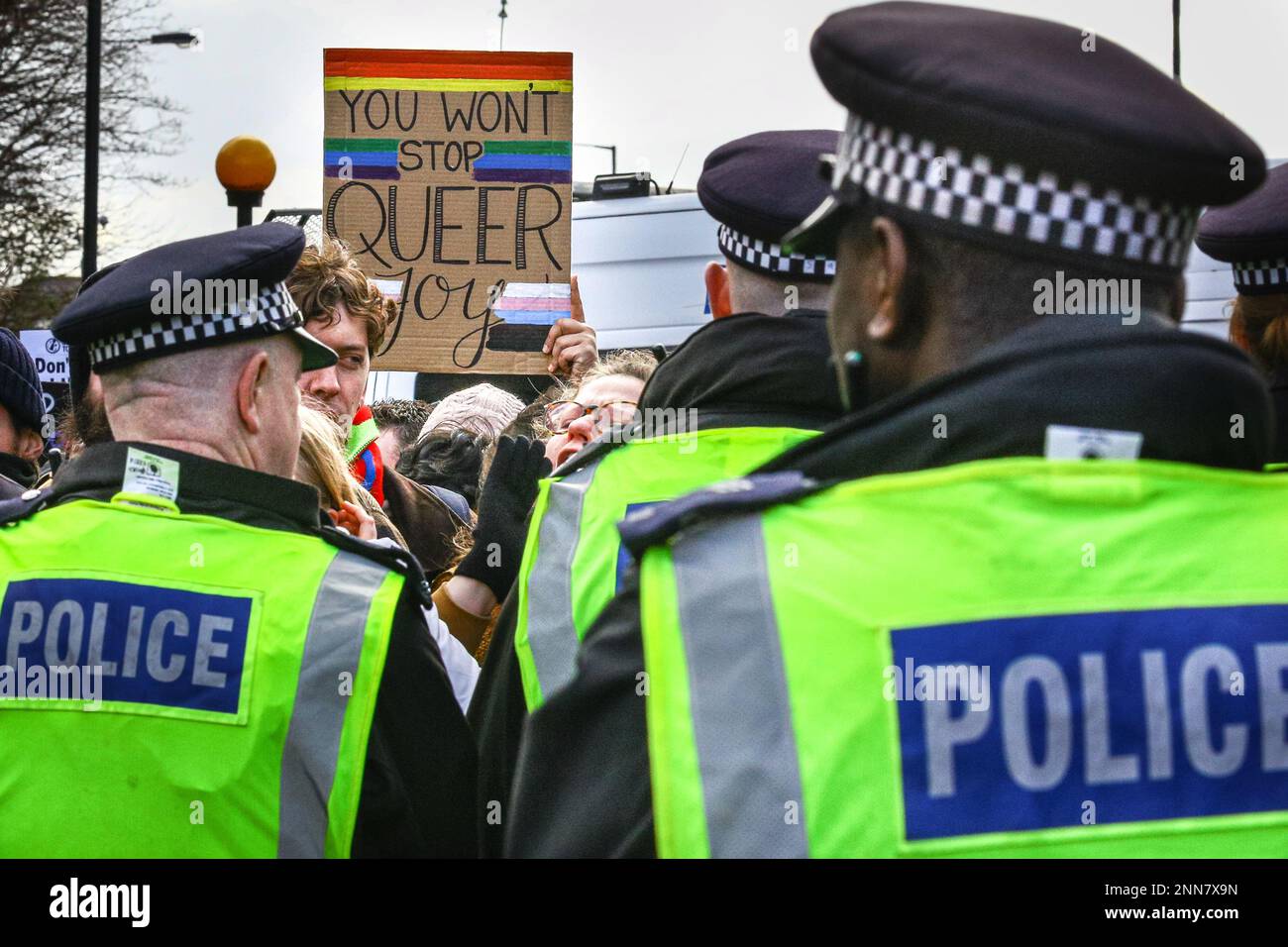 London, UK, 25th Feb 2023. More than 500 activists from 'Stand Up to ...