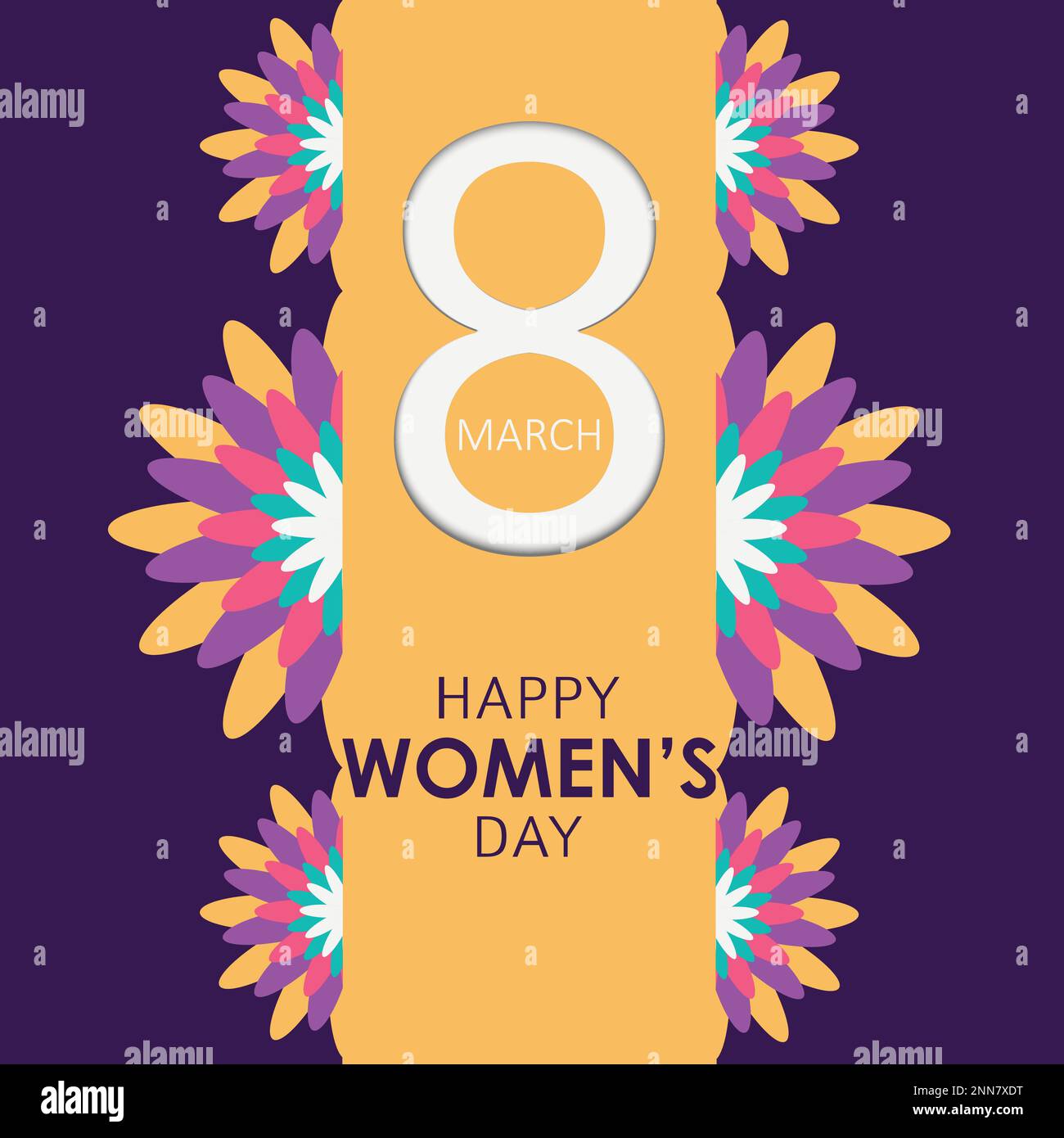 8 march happy women's day post design with purple and yellow orange ...