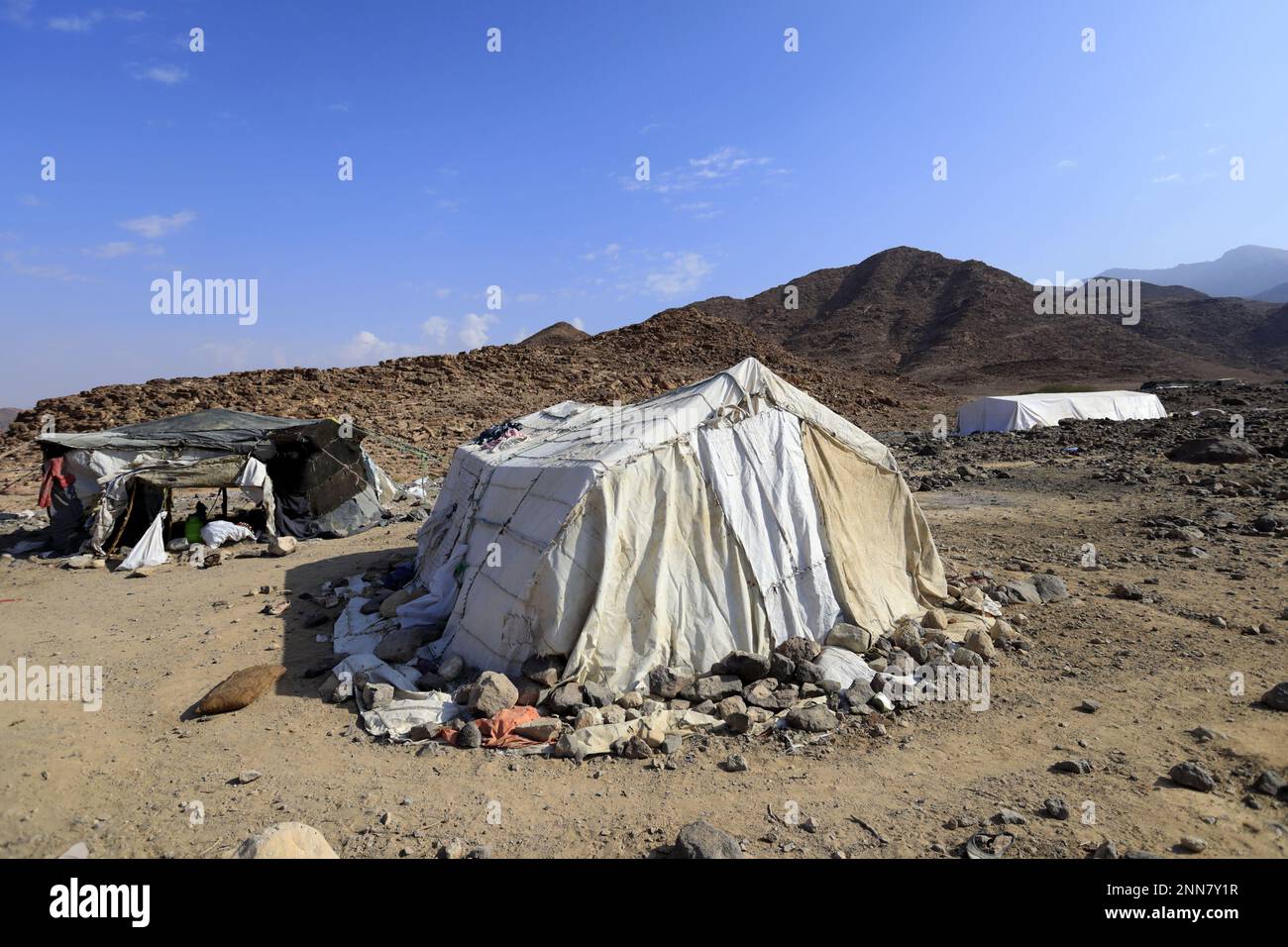 Traditional Bedouin camp, Wadi Feynan, Al-Sharat, Wadi Araba Desert ...