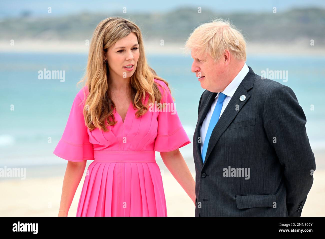 Britain's Prime Minister Boris Johnson and wife Carrie Johnson arrive ...