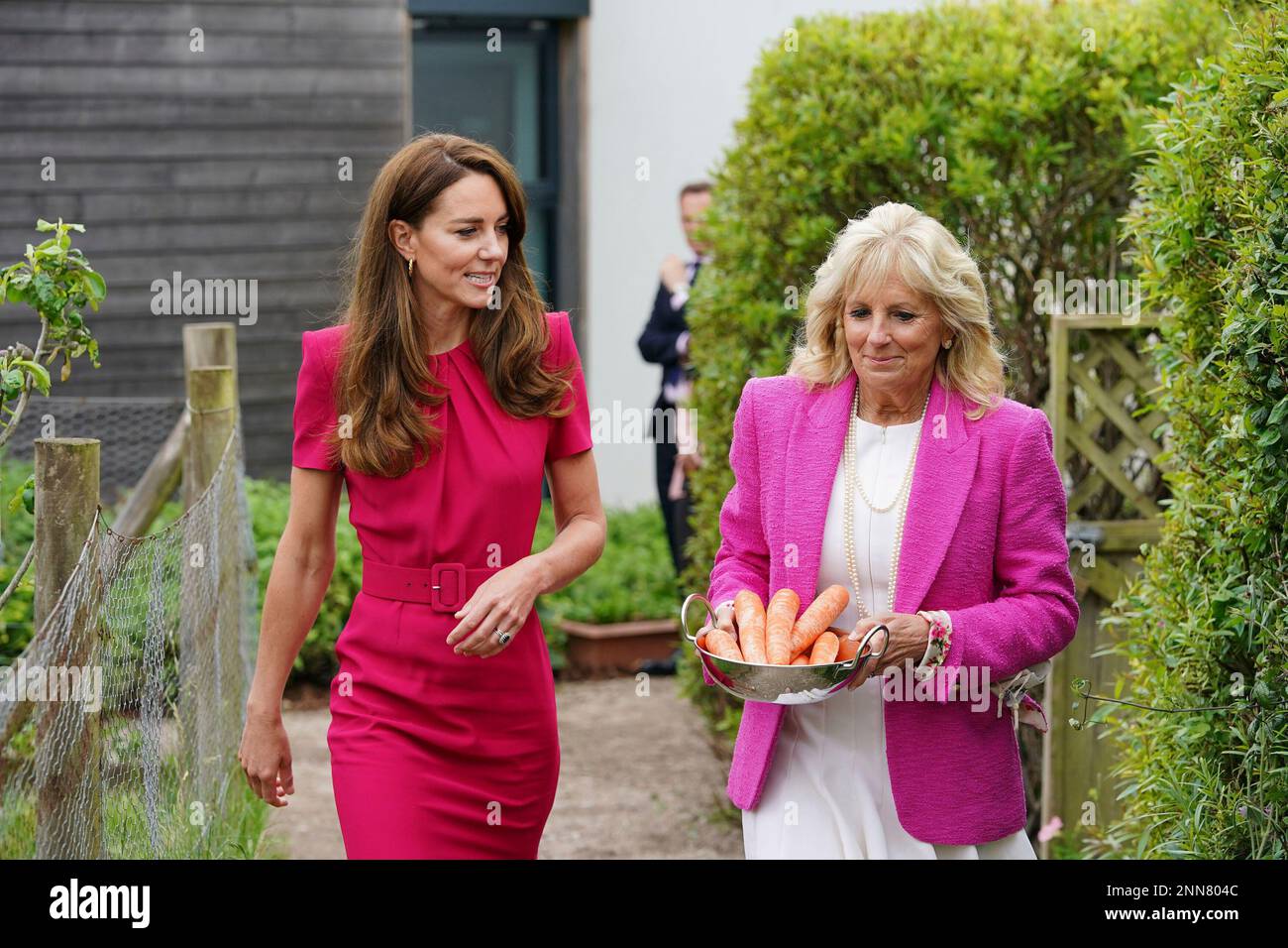 Britain's Kate, Duchess of Cambridge, left, and US First Lady Jill ...