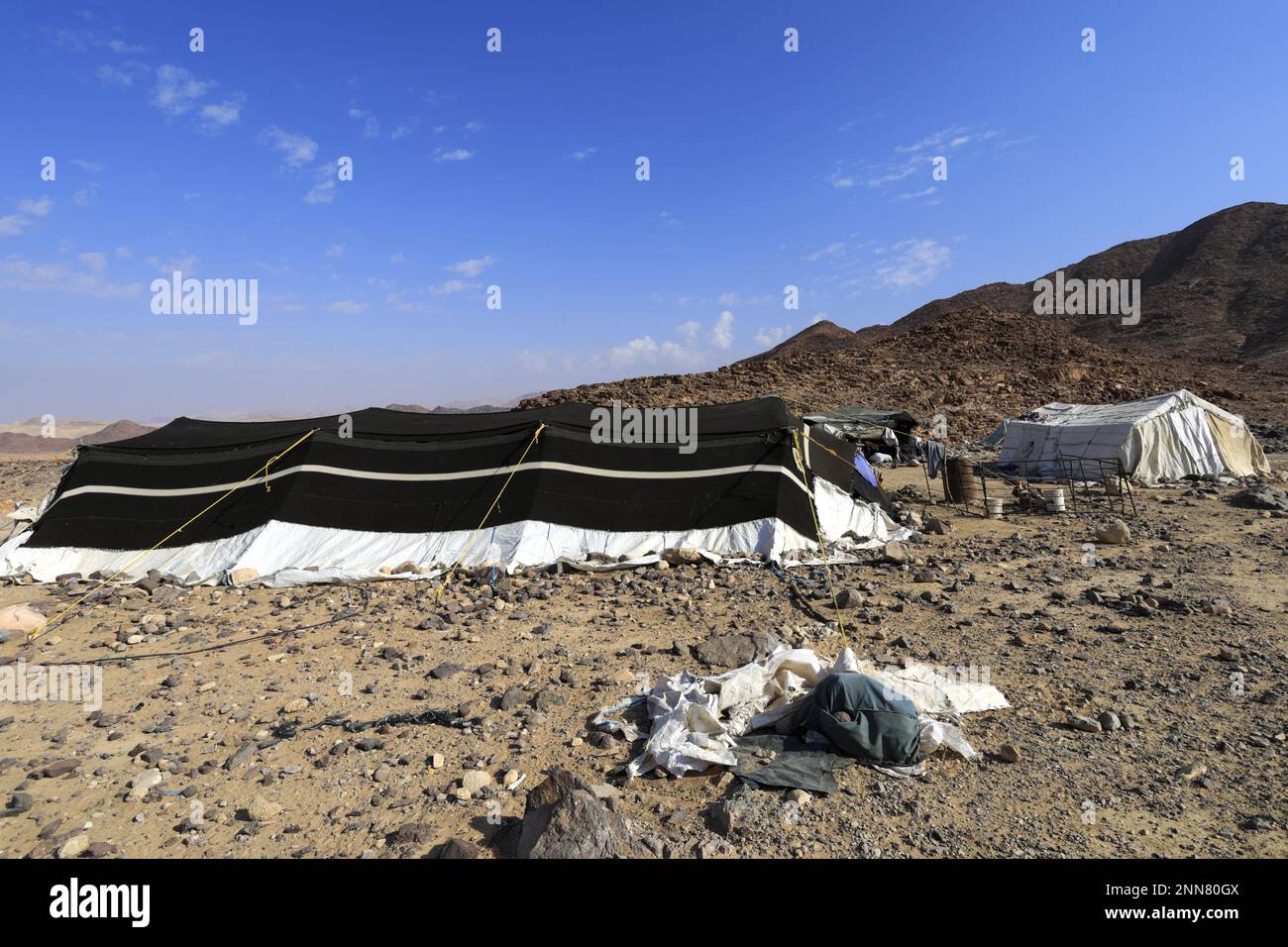 Traditional Bedouin camp, Wadi Feynan, Al-Sharat, Wadi Araba Desert ...