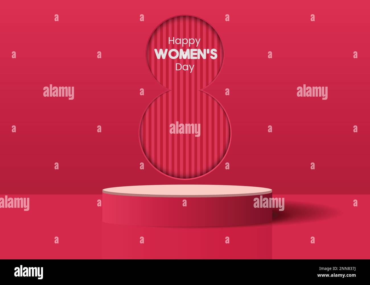 Red pink stand product podium valentine 3D background with curtain in ...