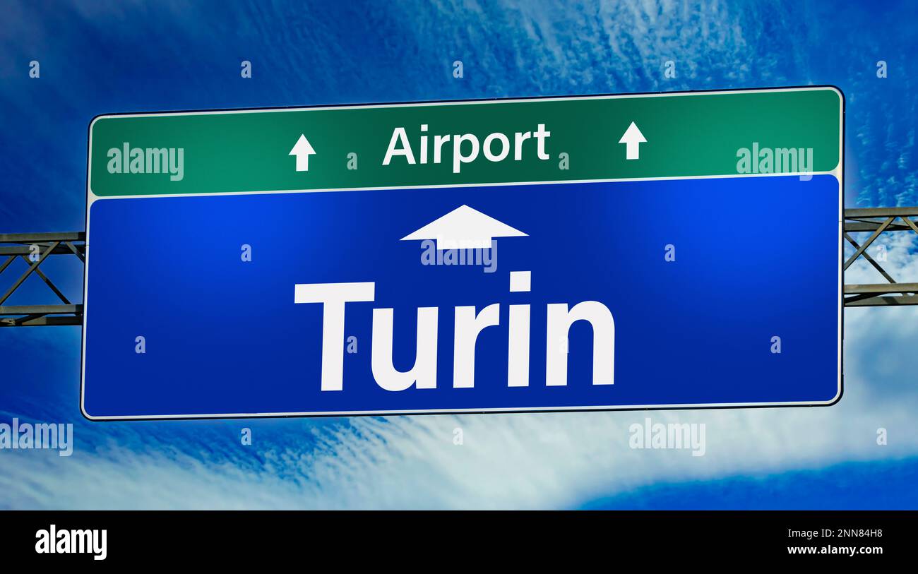 Road sign indicating direction to the city of Turin Stock Photo - Alamy