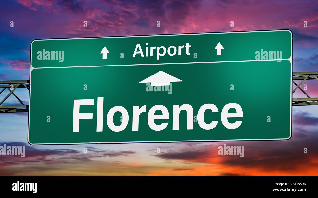 Road sign indicating direction to the city of Florence Stock Photo - Alamy