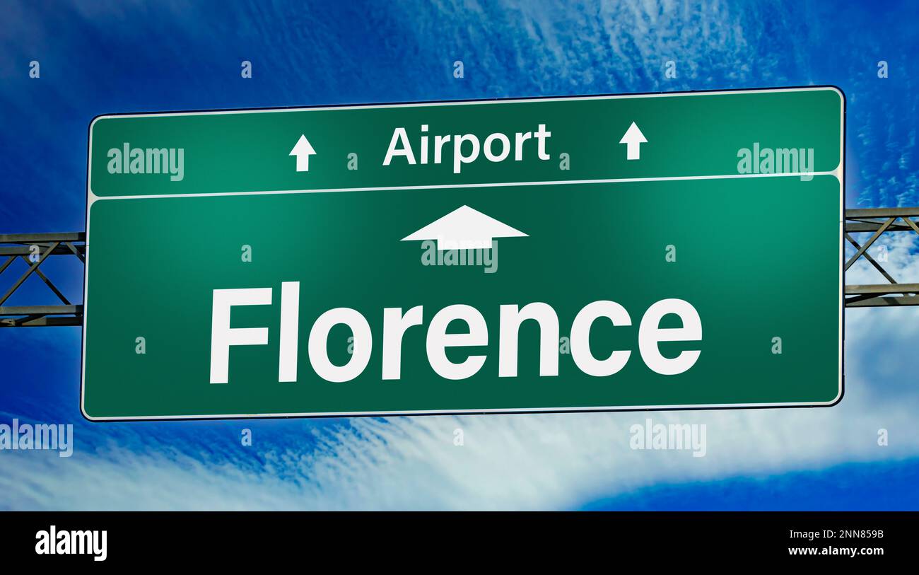 Road sign indicating direction to the city of Florence Stock Photo - Alamy