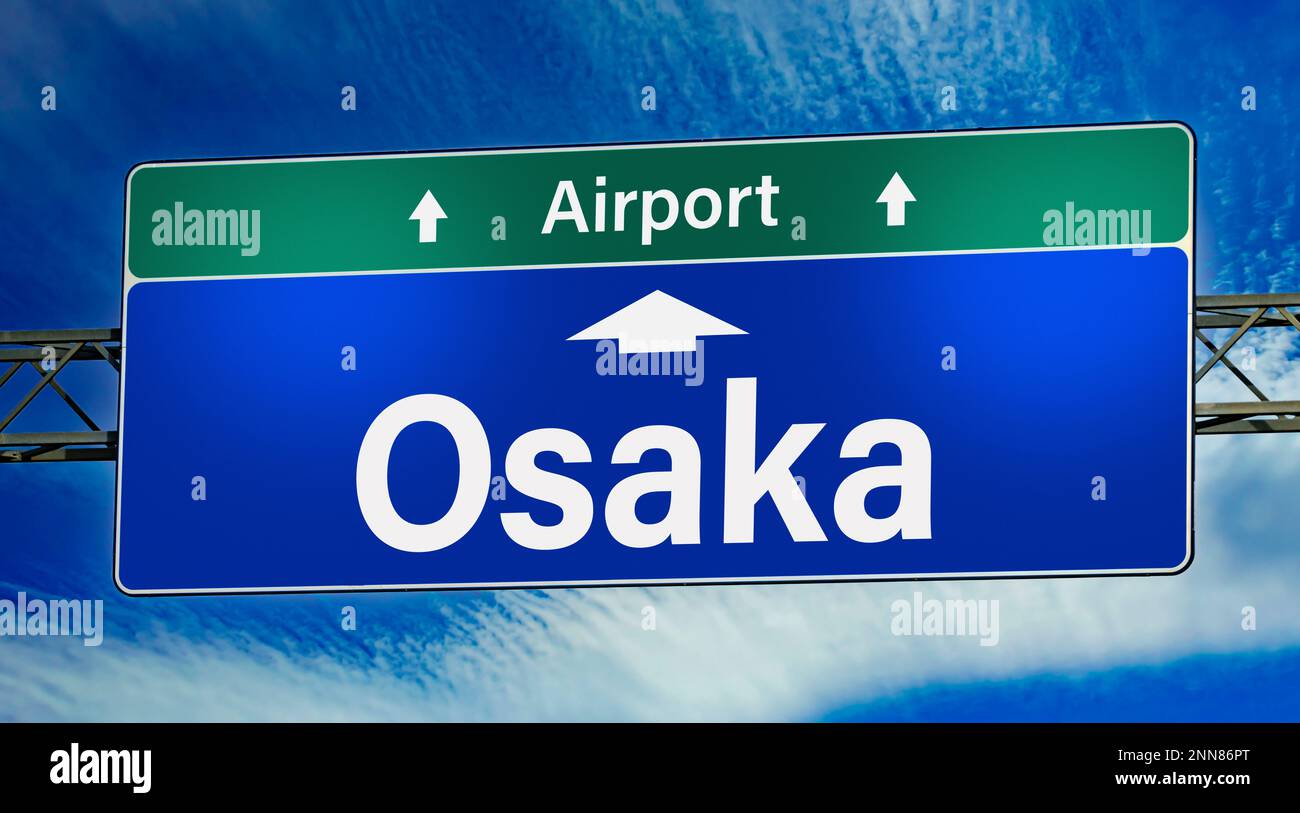 Road sign indicating direction to the city of Osaka Stock Photo - Alamy