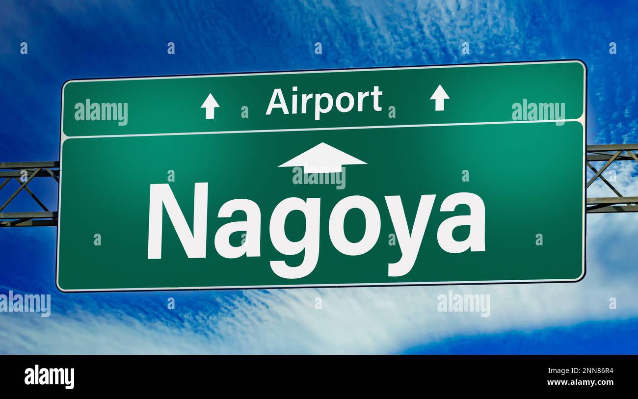 Road sign indicating direction to the city of Nagoya Stock Photo - Alamy