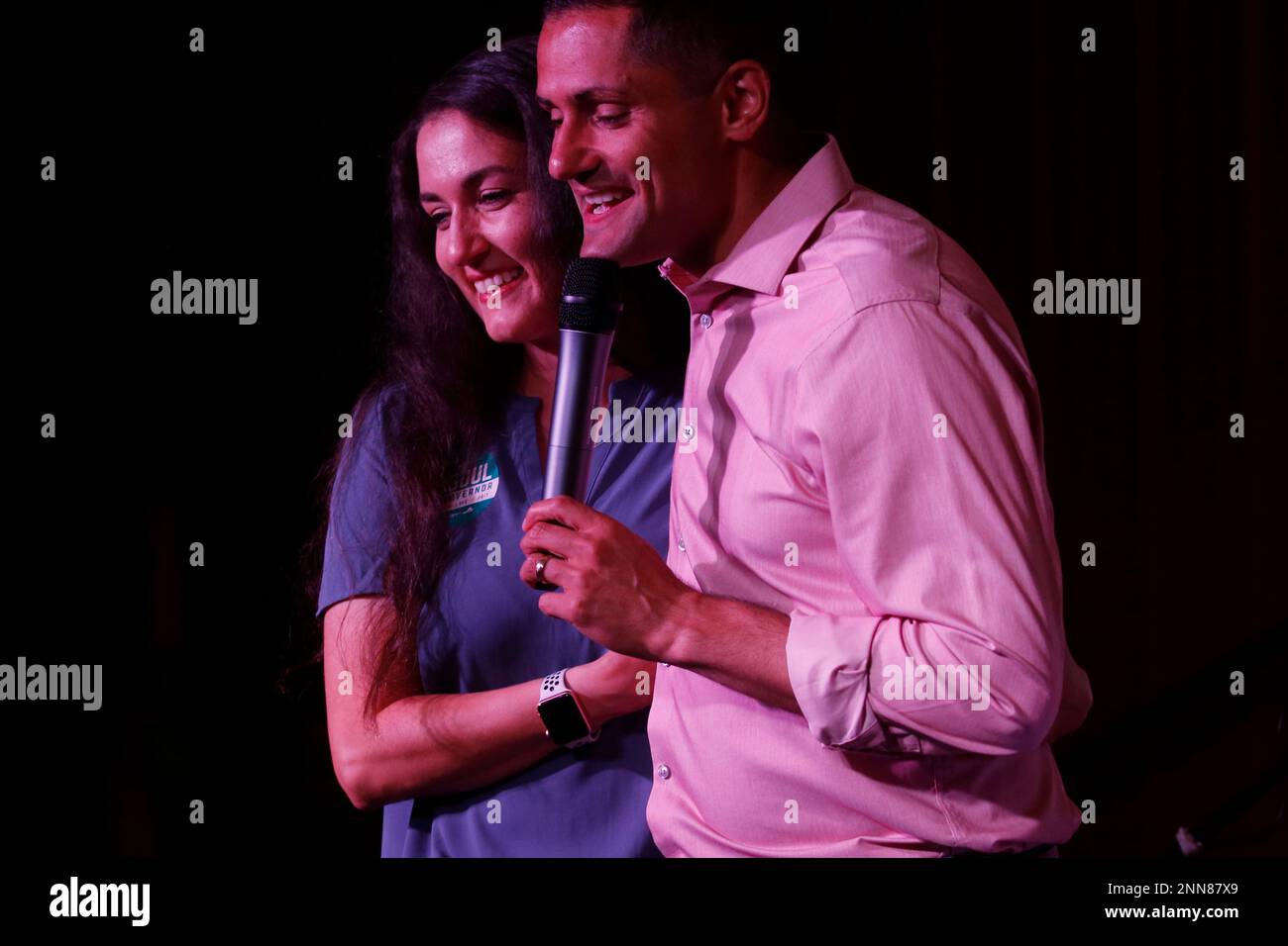 Del. Sam Rasoul, D-Roanoke, embraces his wife, Layaly Rasoul, during ...