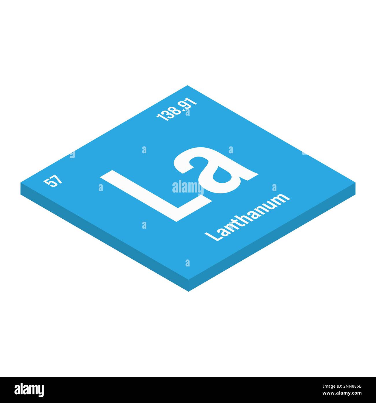 Lanthanum, La, periodic table element with name, symbol, atomic number ...