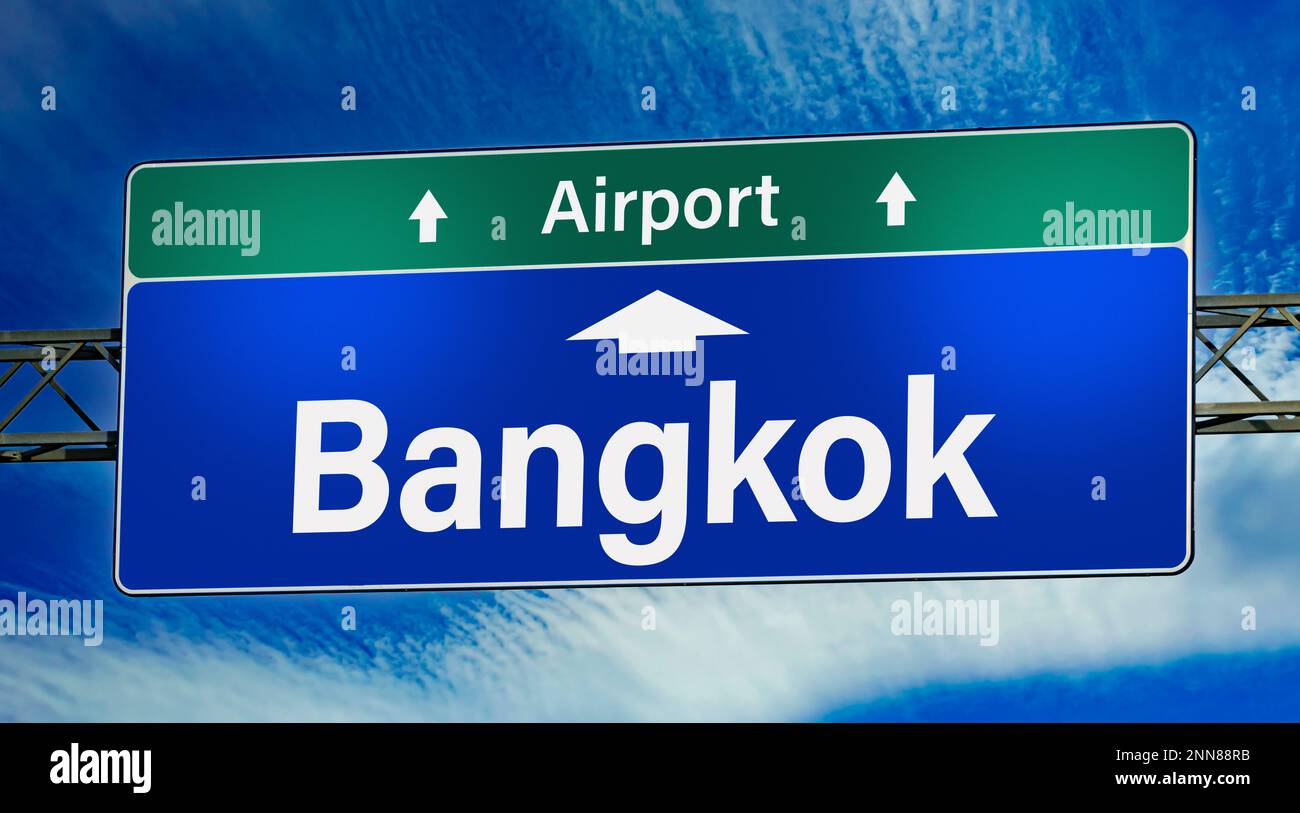 Road sign indicating direction to the city of Bangkok Stock Photo - Alamy