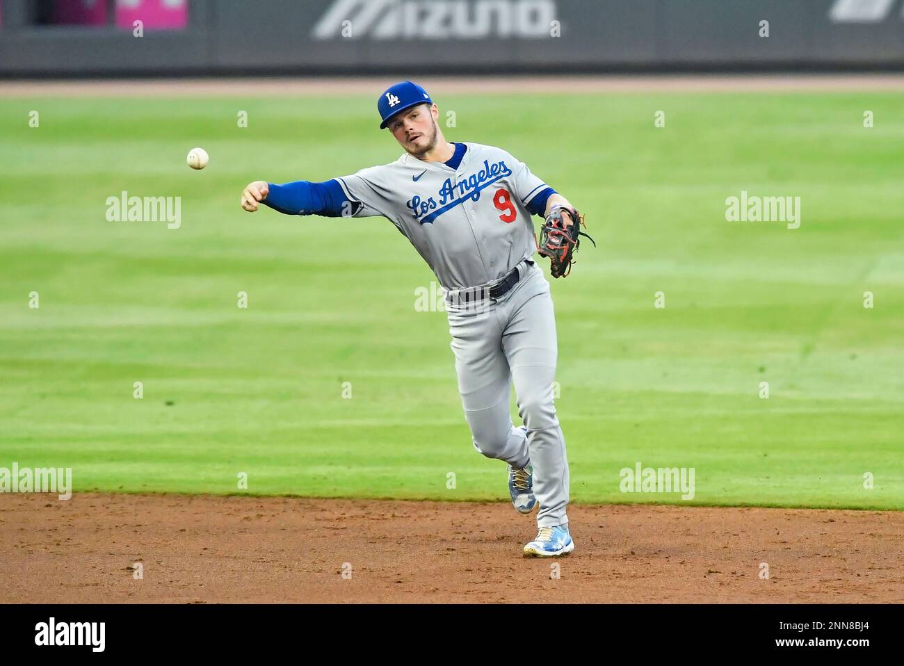 June 04, 2021: Los Angeles Dodgers infielder Gavin Lux makes a throw to ...