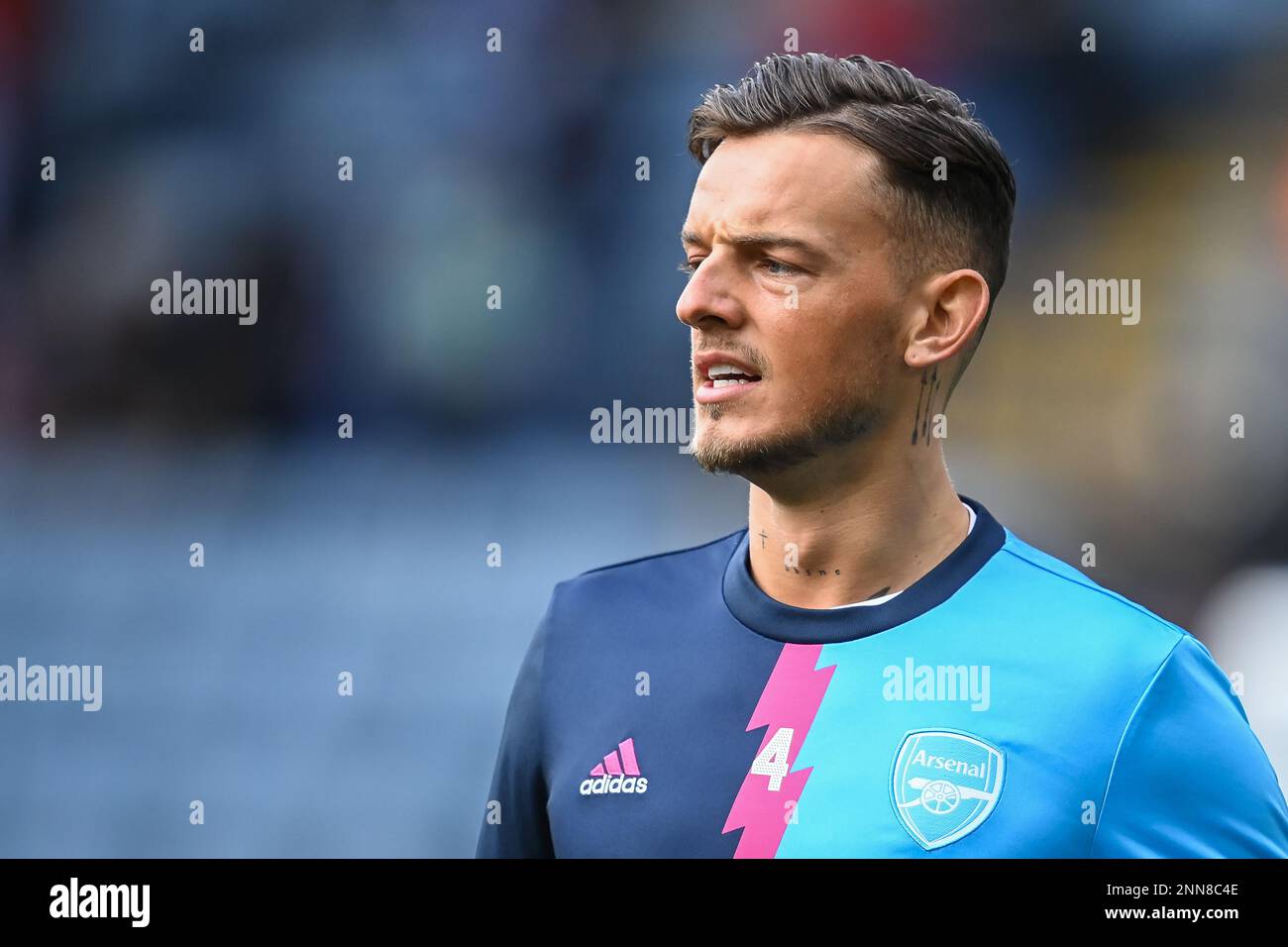 Ben White #4 of Arsenal during the pre-game warmup ahead of the Premier ...