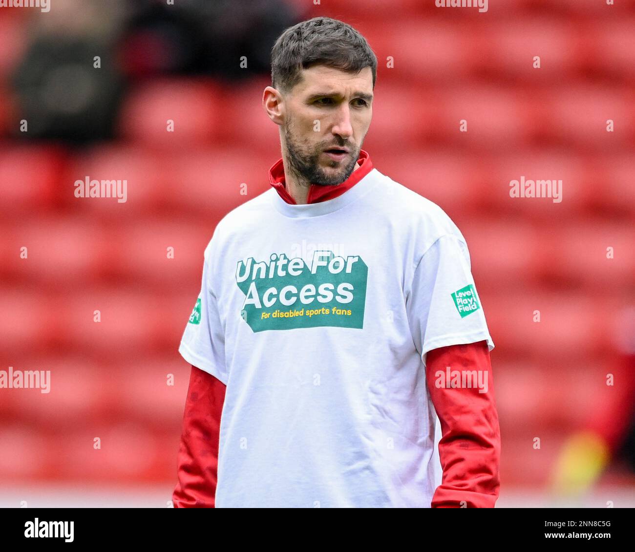 Chris Basham #6 of Sheffield United pre-match warm up ahead of the Sky ...