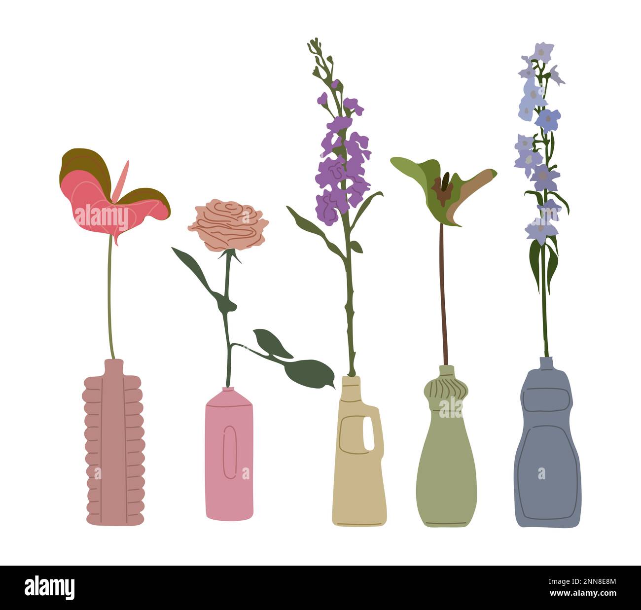 Vases with flowers vector illustrations on white Stock Vector Image ...