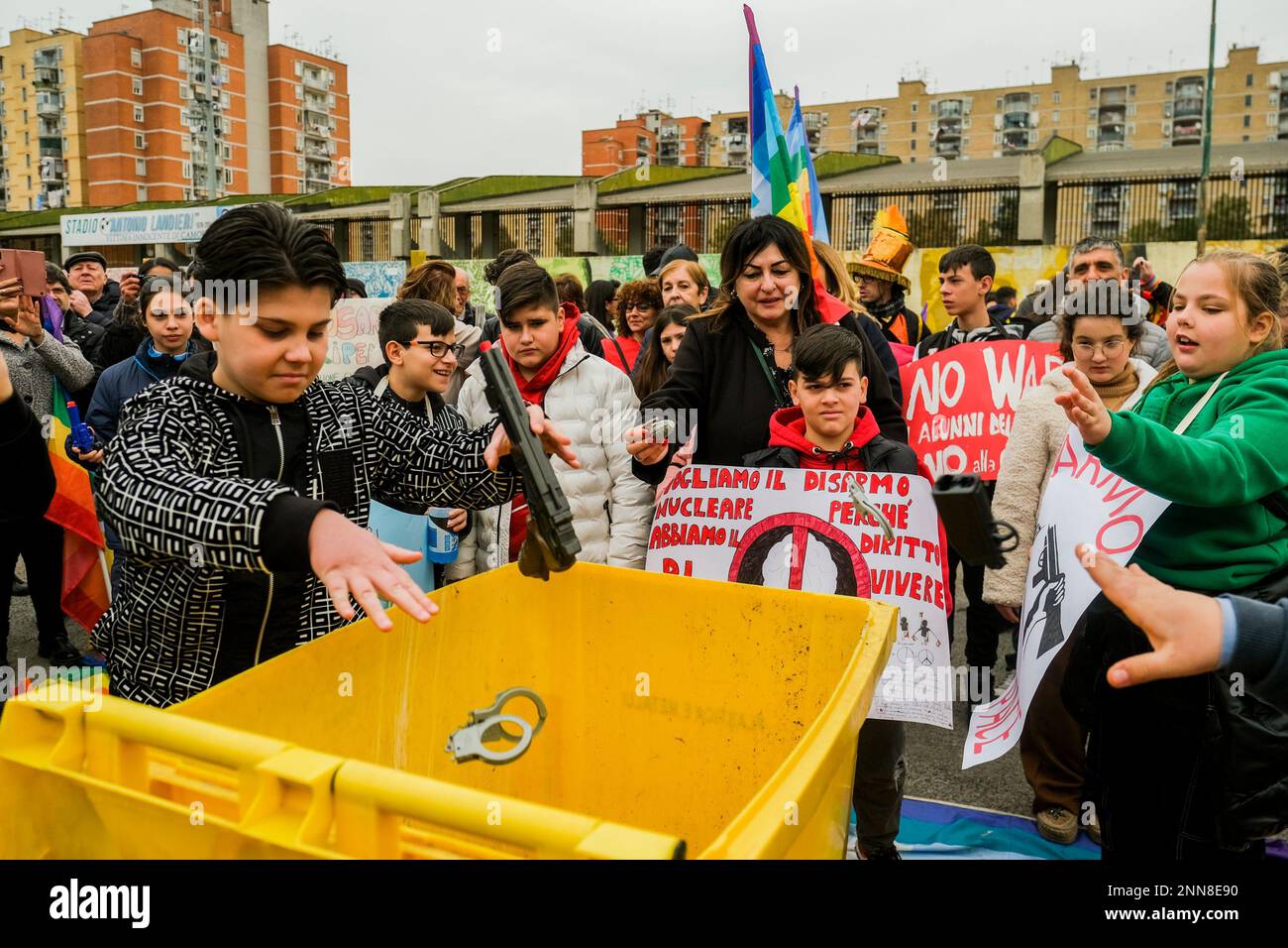 A moment of peace march on the first anniversary of the Russian invasion of Ukraine, outside the ...