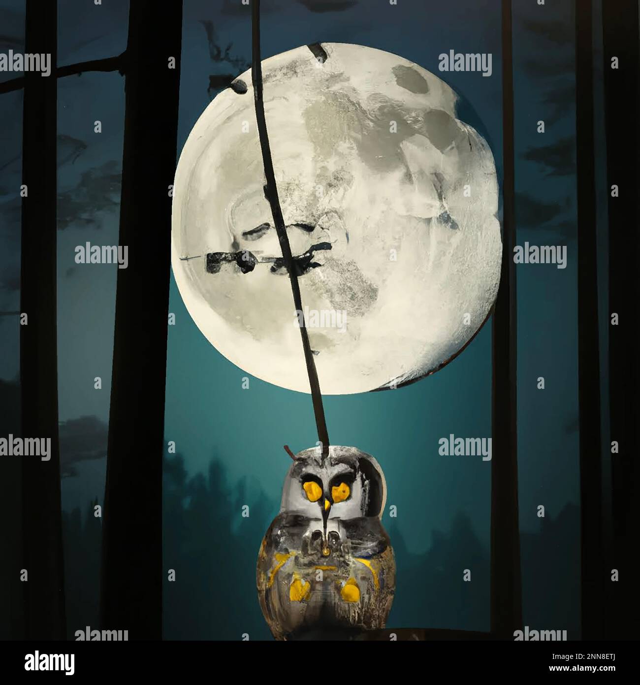 Owl moon tree hi-res stock photography and images - Alamy