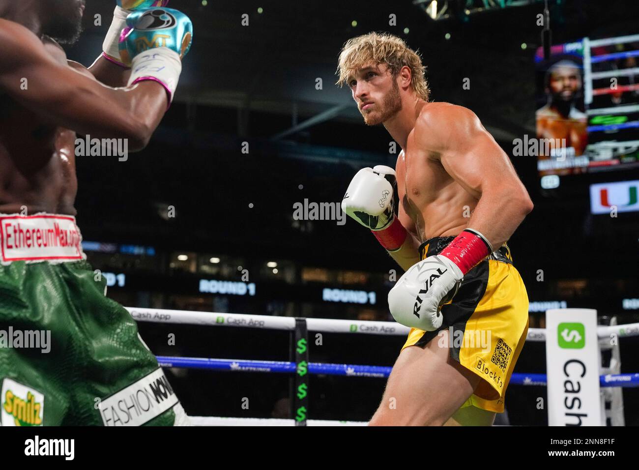 Influencer Logan Paul during a boxing special exhibition match at Hard ...